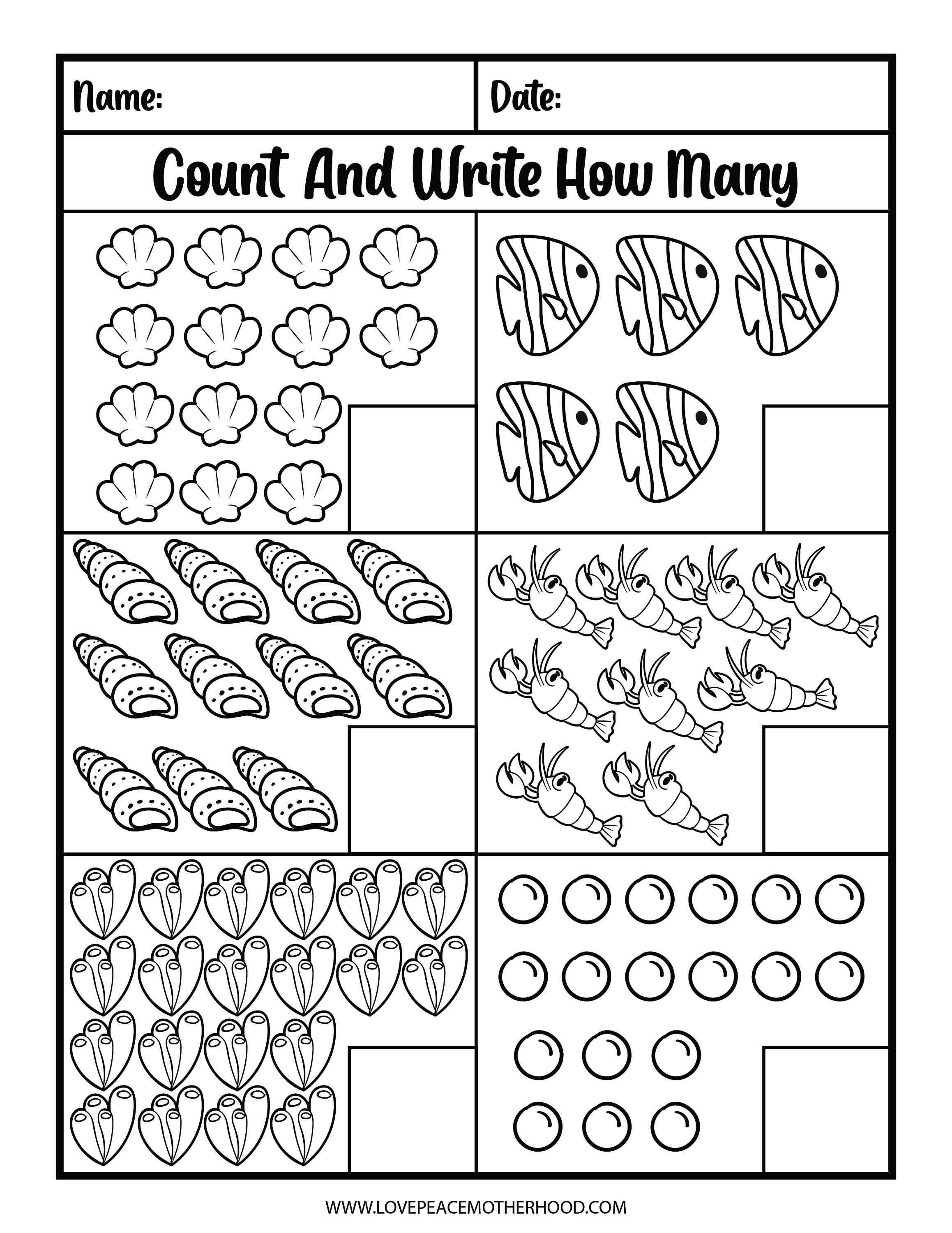 Ocean Themed Preschool/ Kindergarten Learning Bundle, Ocean Printable ...