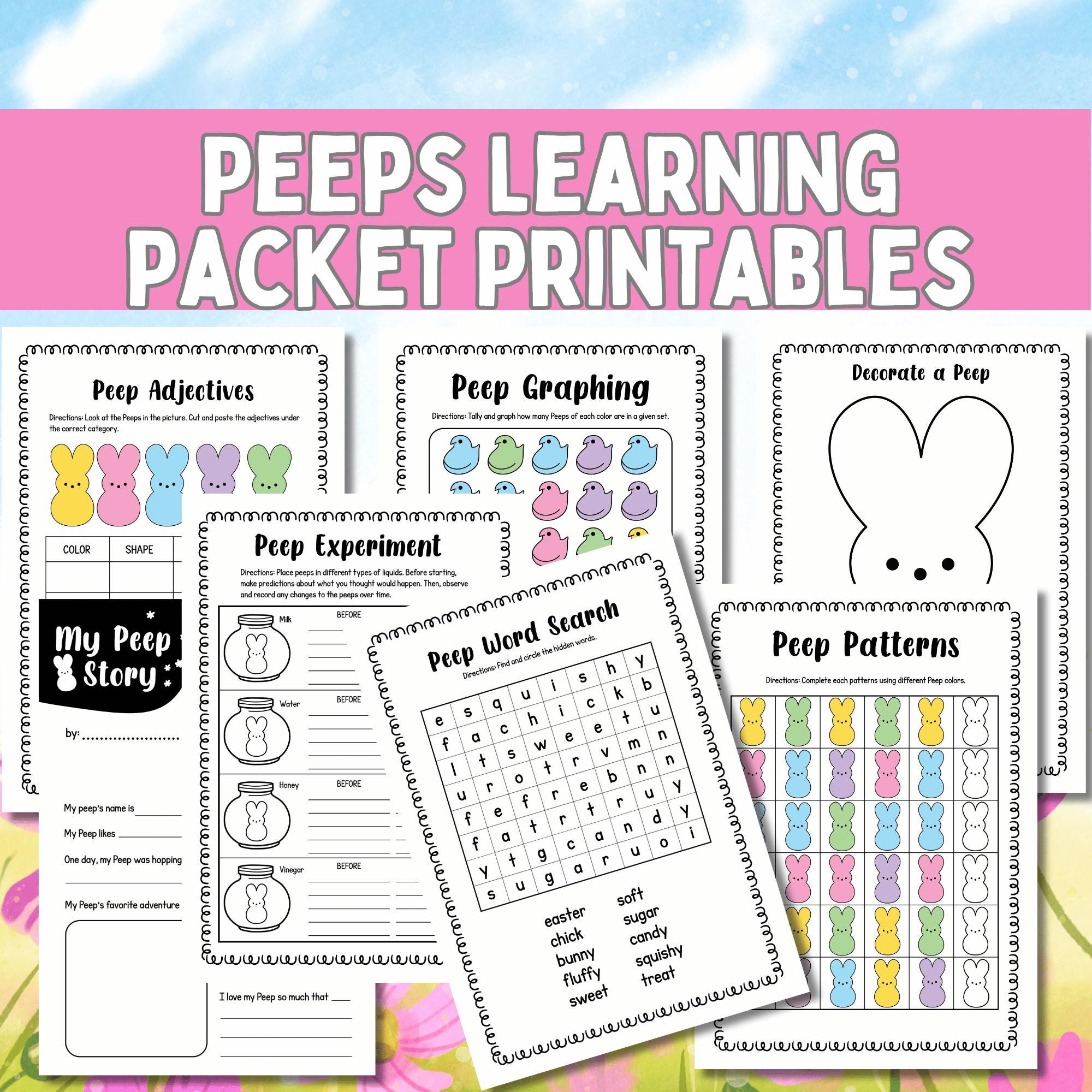 Peeps Learning Packet Printable Math Literacy Activities Word Search ...