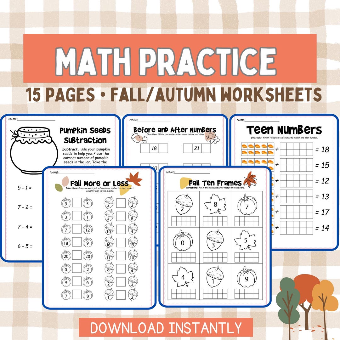 Fall Math Worksheets, Fall Theme, Homeschool, Teacher Resources ...
