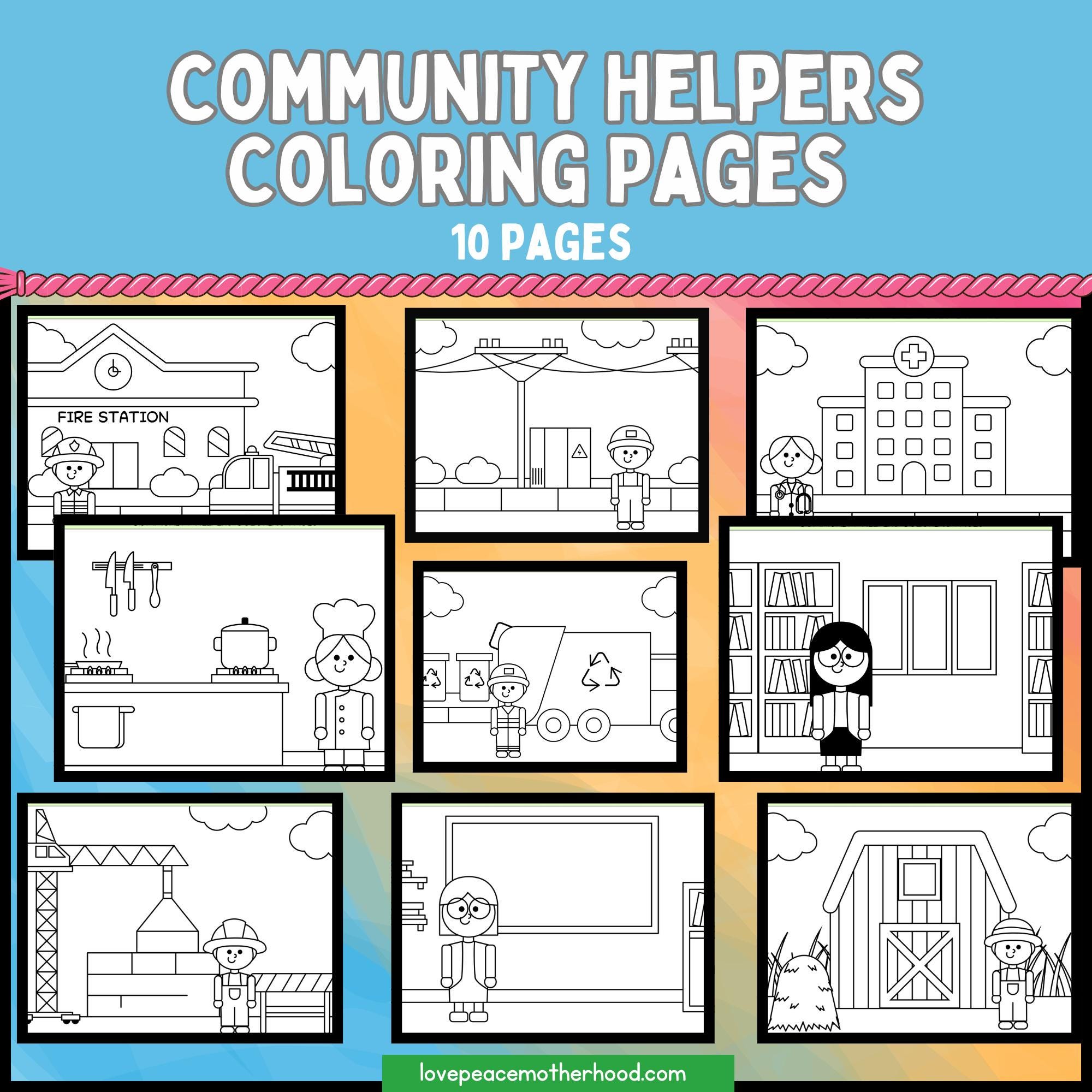 Community Helpers Coloring Pages Preschool Occupations Career Day Kids ...