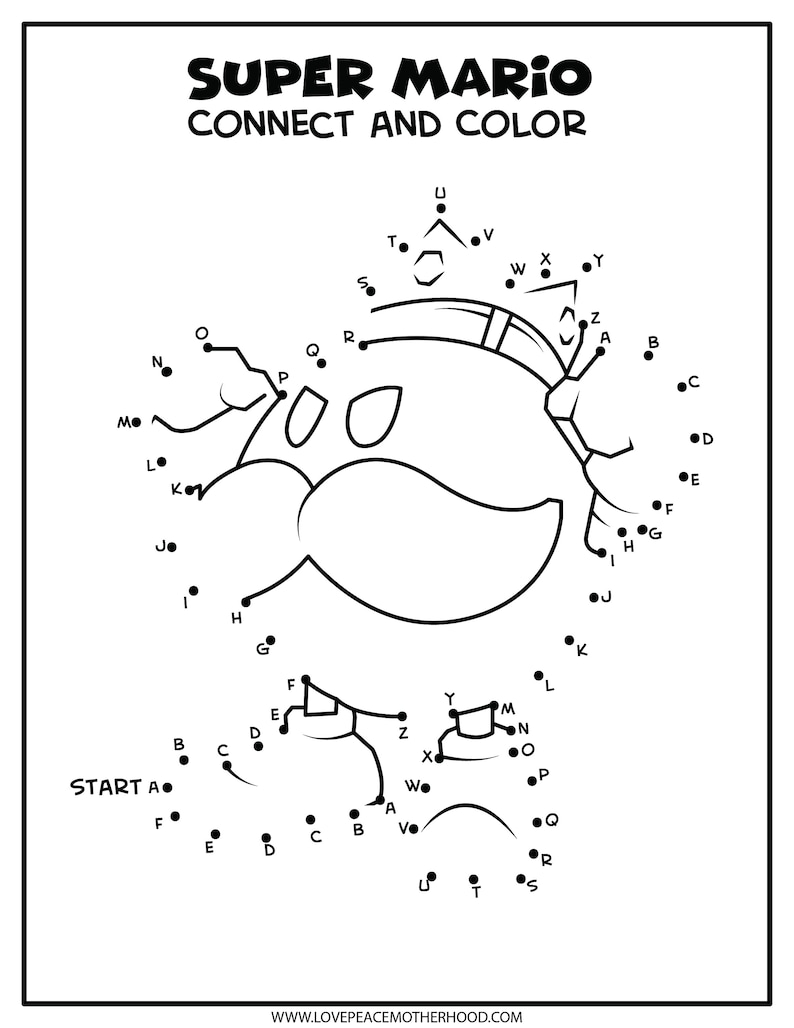 Super Mario Connect the Dots and Color | Dot to Dot for Kids | Kids ...