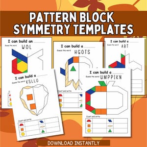 Halloween Pattern Block Worksheets - Etsy