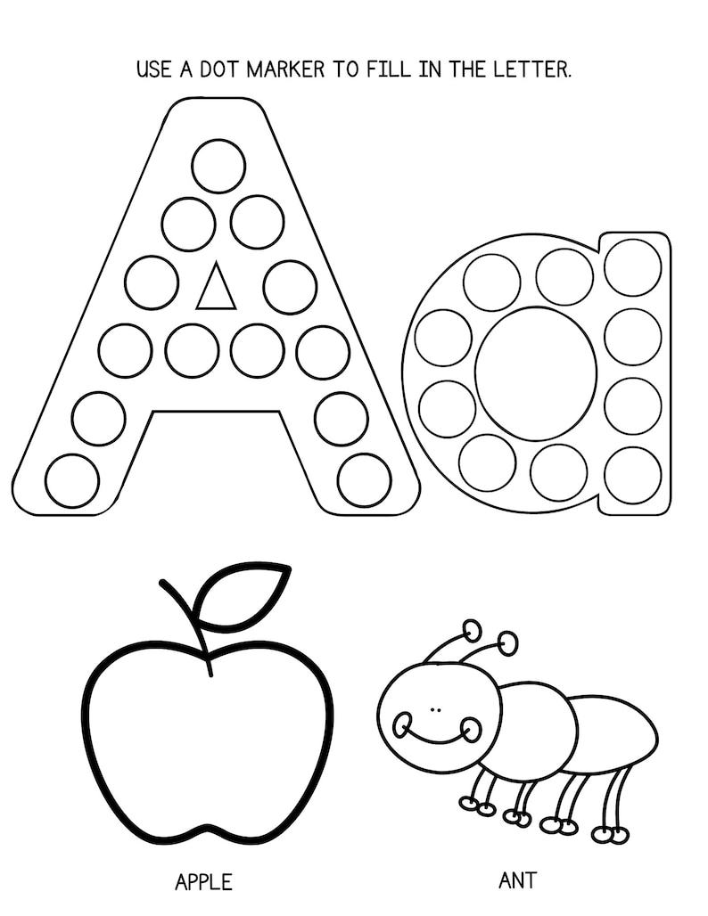 Alphabet Letters A to Z Dot Marker Worksheets | Alphabet Uppercase and ...