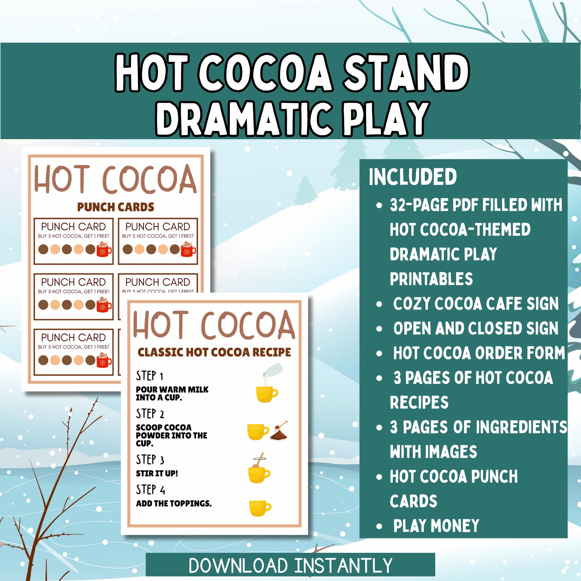 Hot Cocoa Dramatic Play Printables Pretend Play Cocoa Cafe Winter ...