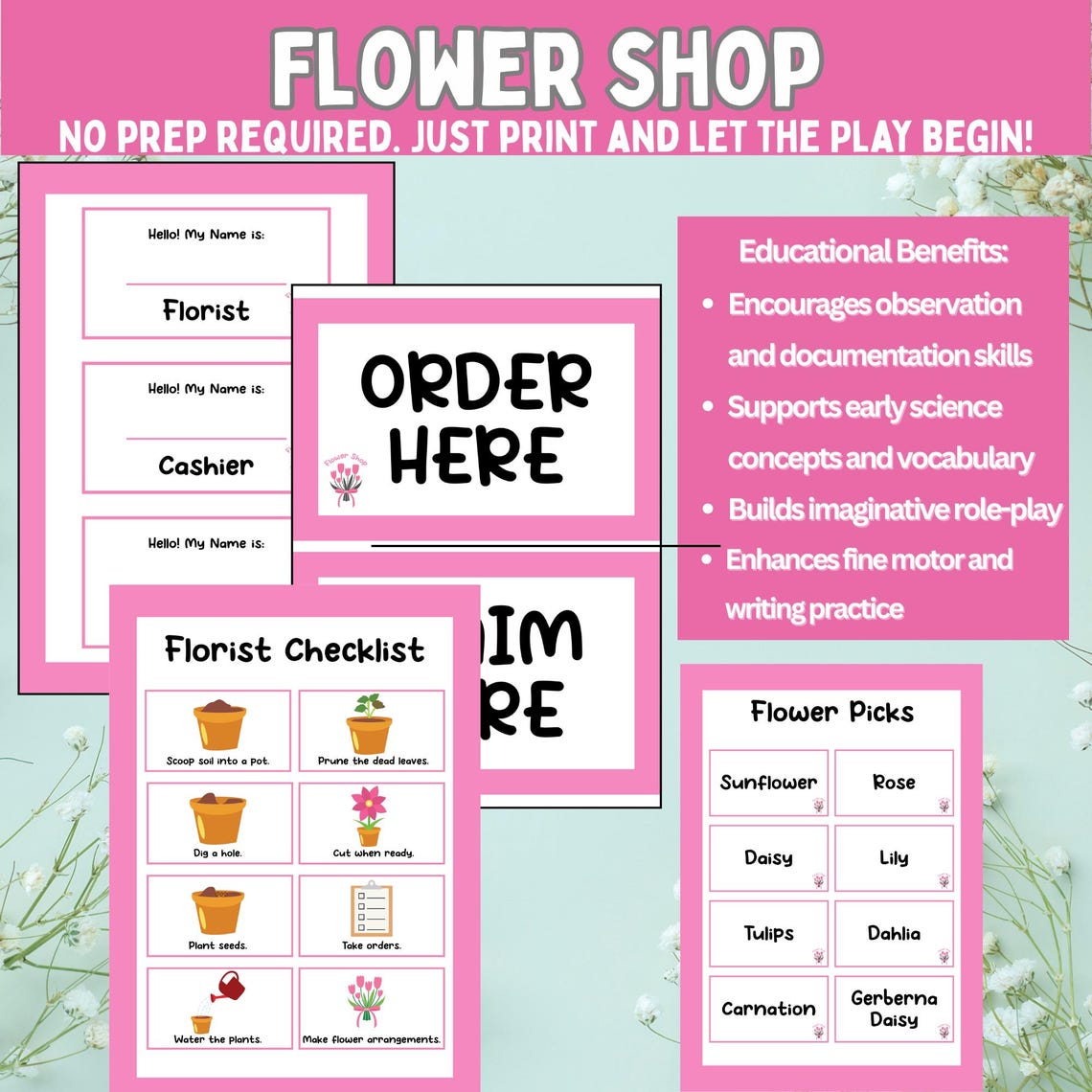 Flower Shop Dramatic Play Pretend Play Florist Role Play Preschool and ...