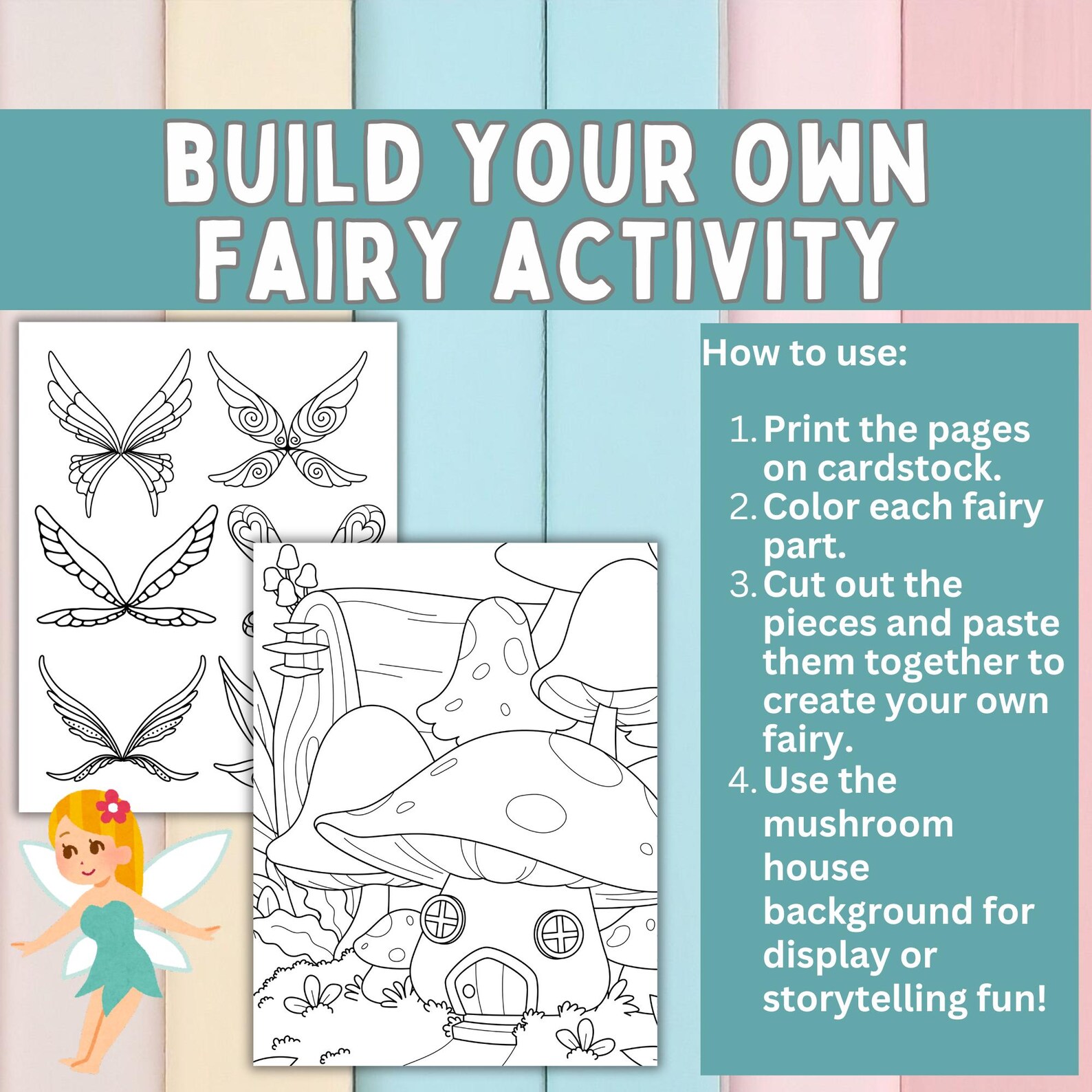 Build Your Own Fairy Craft Printable Fairy Birthday Party Activity ...
