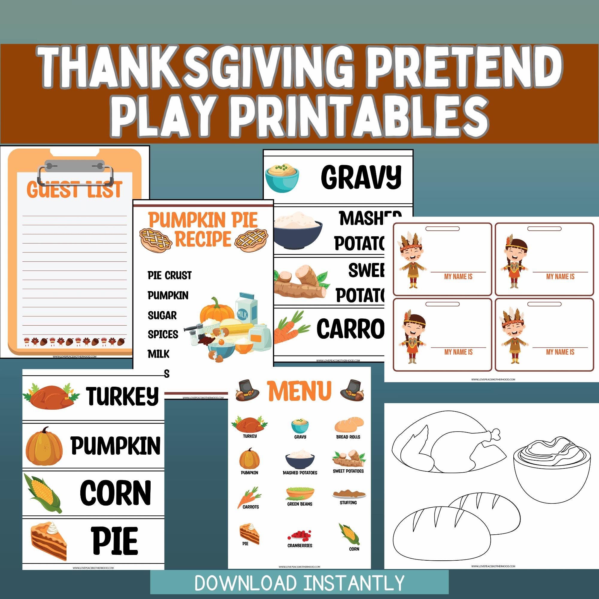 Thanksgiving Dramatic Play Printables Thanksgiving Pretend Play ...
