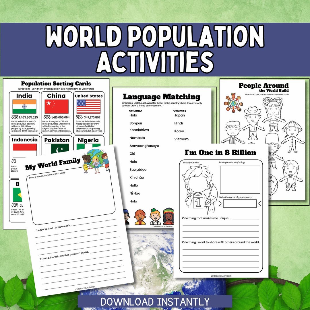 World Population Day Activities Worksheets Multicultural Day Activity ...