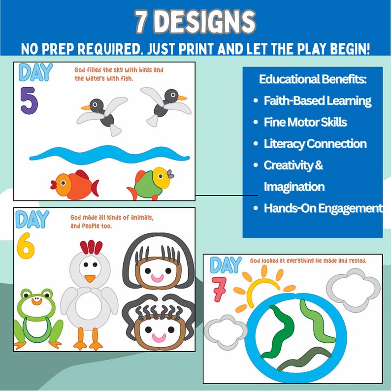 Creation Story Activity Days of Creation Playdough Mats Bible Playdough ...