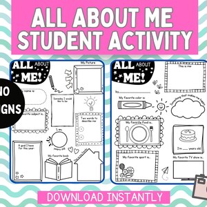 Student About Me, All About Me Printable Back to School, First Day of ...