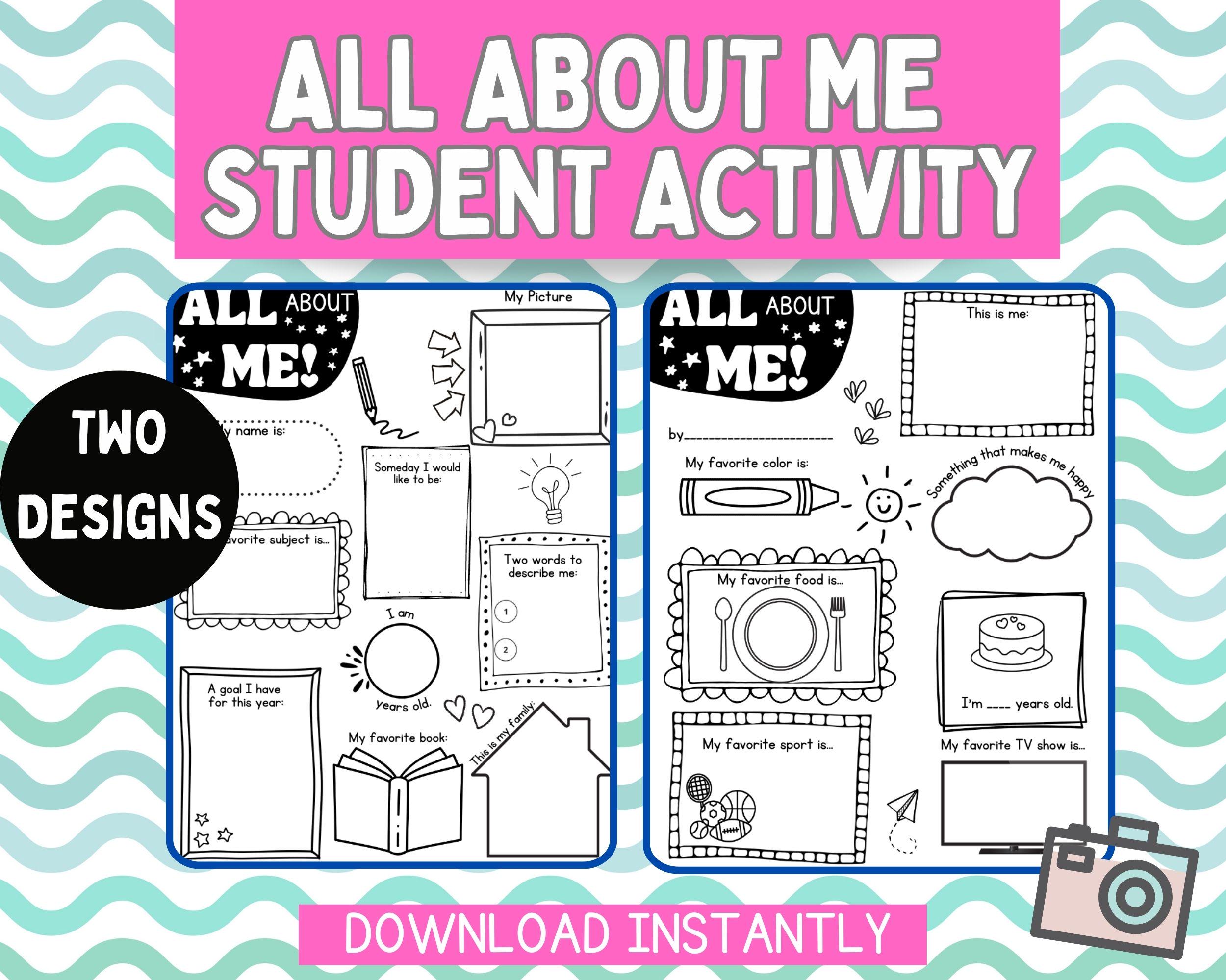 Student About Me, All About Me Printable Back to School, First Day of ...
