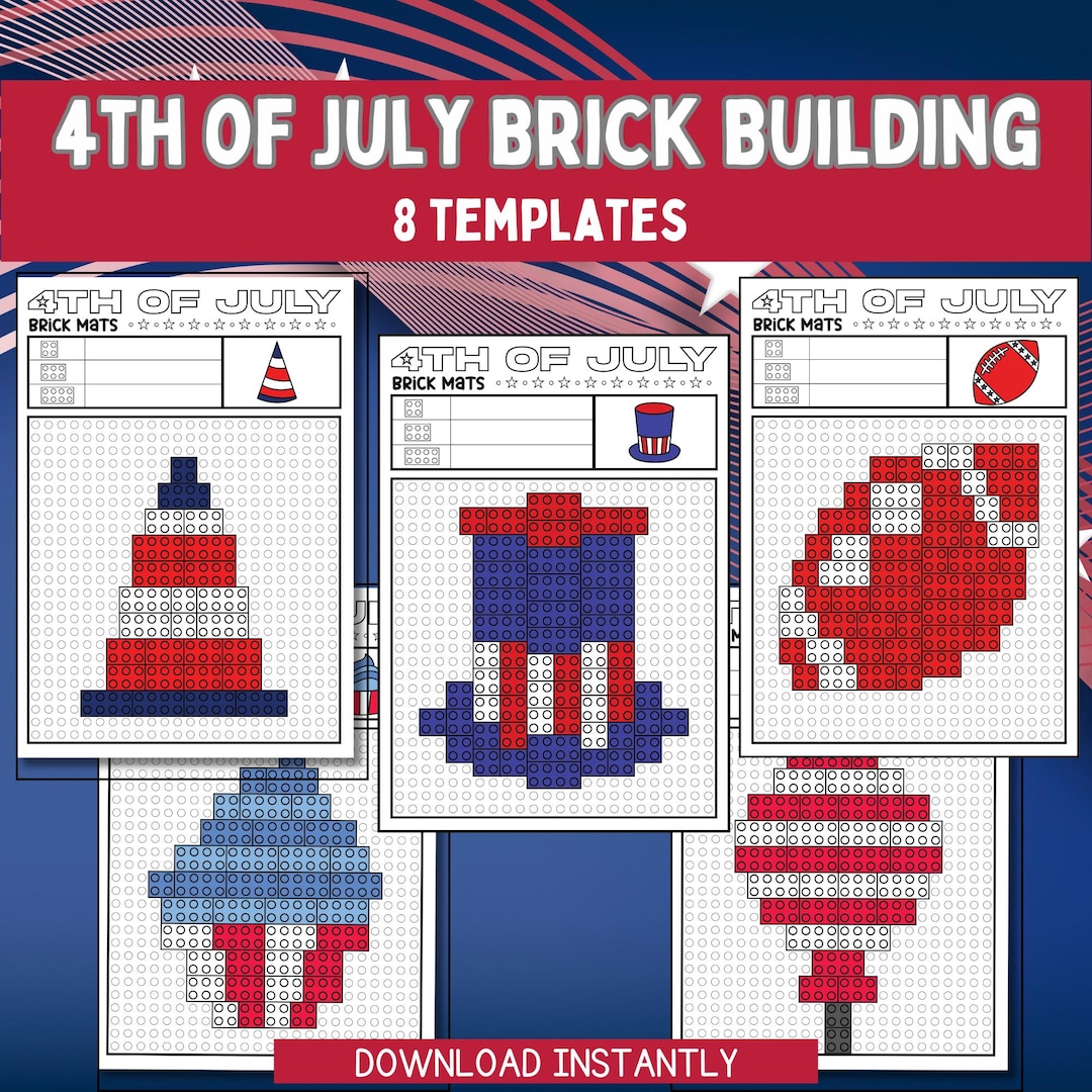 4th of July Brick Building STEM Activity for Kids Patriotic Designs ...