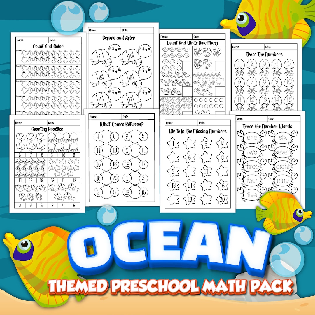 Ocean Themed Preschool/ Kindergarten Learning Bundle, Ocean Printable ...