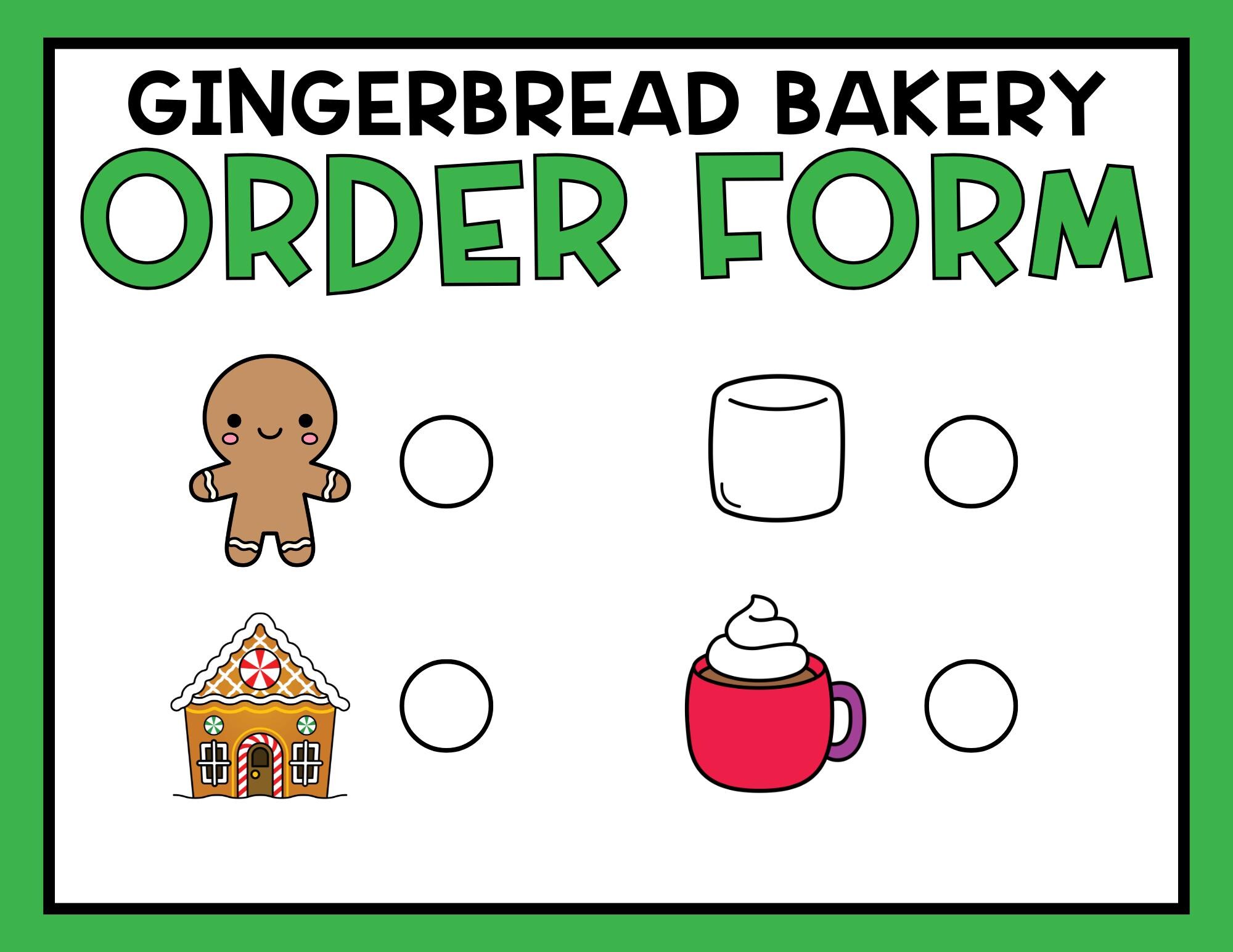 Gingerbread Bakery Dramatic Play Gingerbread Printables Holiday ...