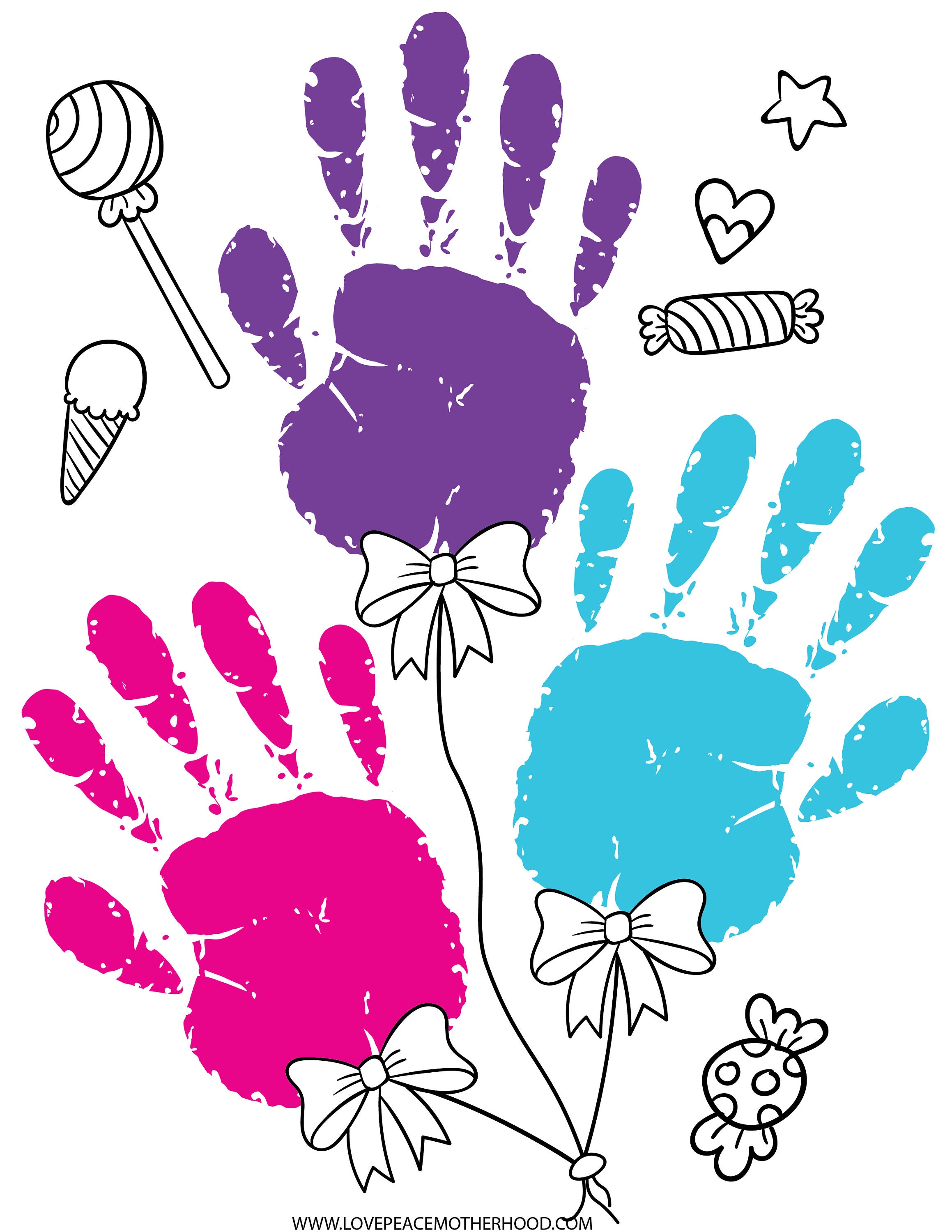 Happy Birthday Handprint Art | Handprint Keepsake From Child to Parent ...
