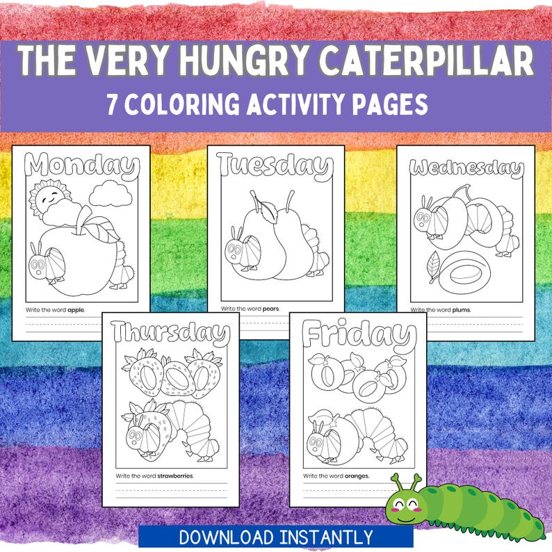 The Very Hungry Caterpillar Coloring Pages Kids Activity Hungry ...