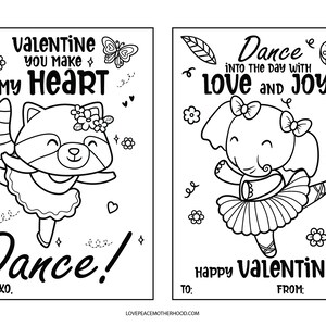Valentine's Day Cards Ballerina, Instant Download Valentine Cards, Non ...