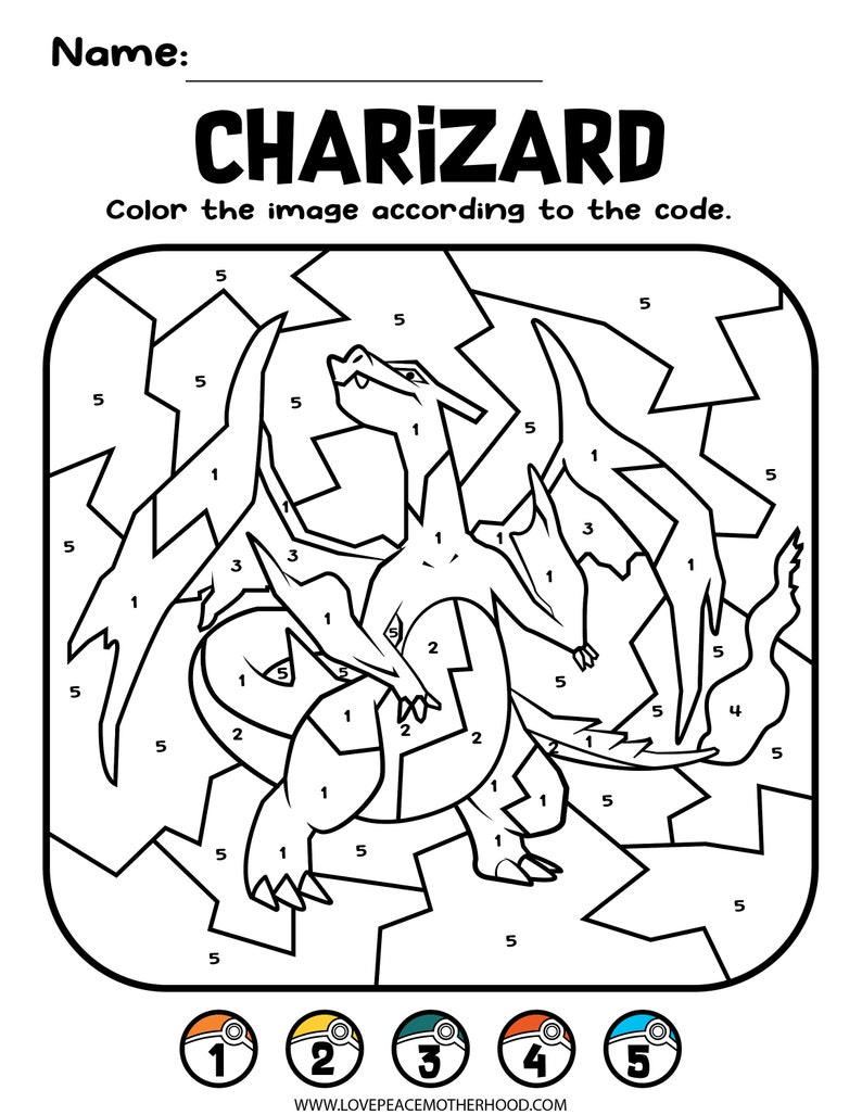 Pokemon Inspired Color by Number Pages | Digital Download | Party Favor ...