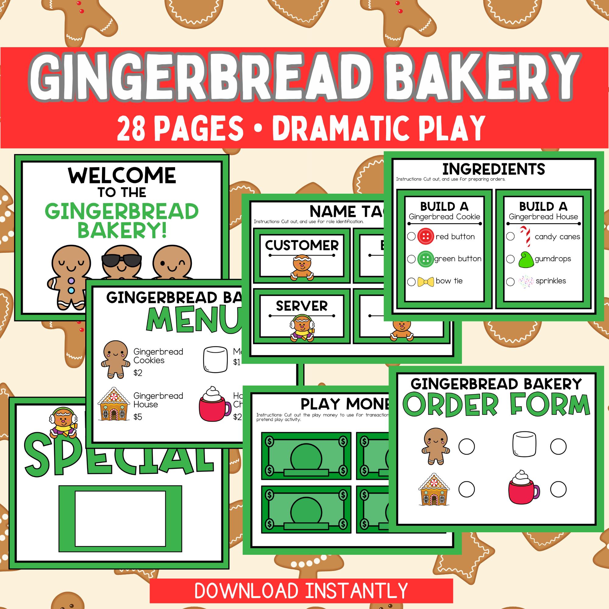 Gingerbread Bakery Dramatic Play Gingerbread Printables Holiday ...