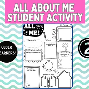 Student About Me, All About Me Printable Back to School, First Day of ...