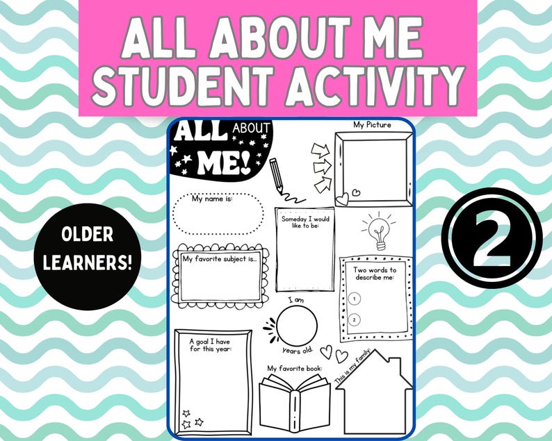 Student About Me, All About Me Printable Back to School, First Day of ...