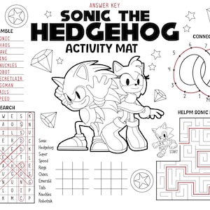 Blue Hedgehog Activity Mats Printable Activity Mats Hedgehog Word ...