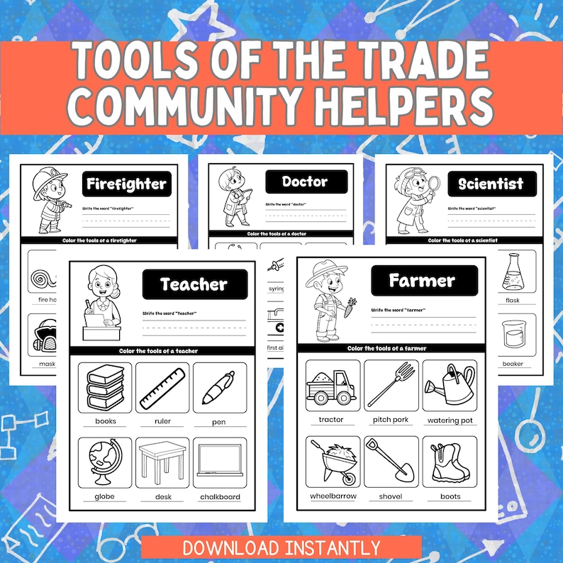Community Helpers Worksheets for Kids – Career Day Activities – Jobs ...