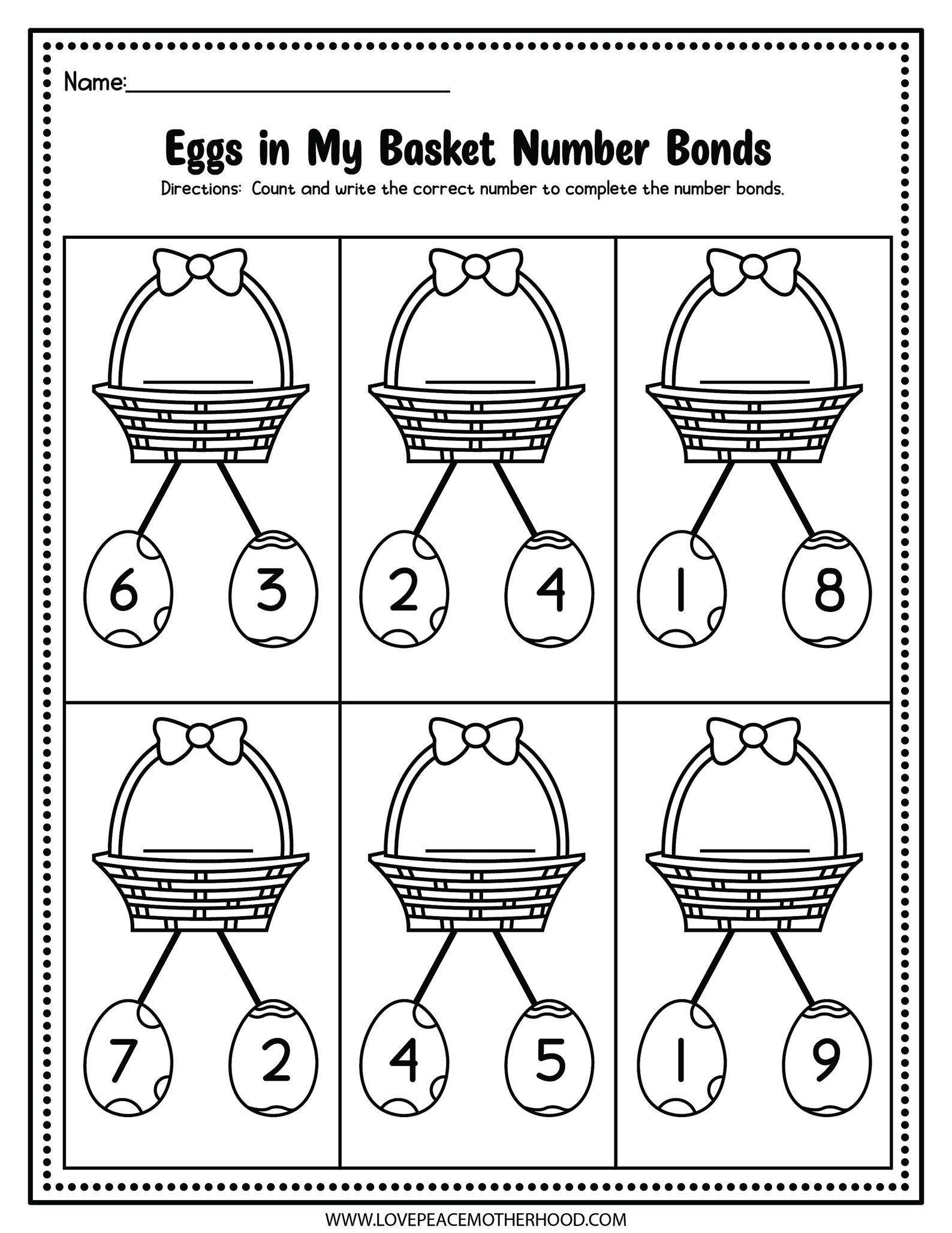 Elementary Math Worksheets Number Bonds Practice Pages Addition No-prep ...