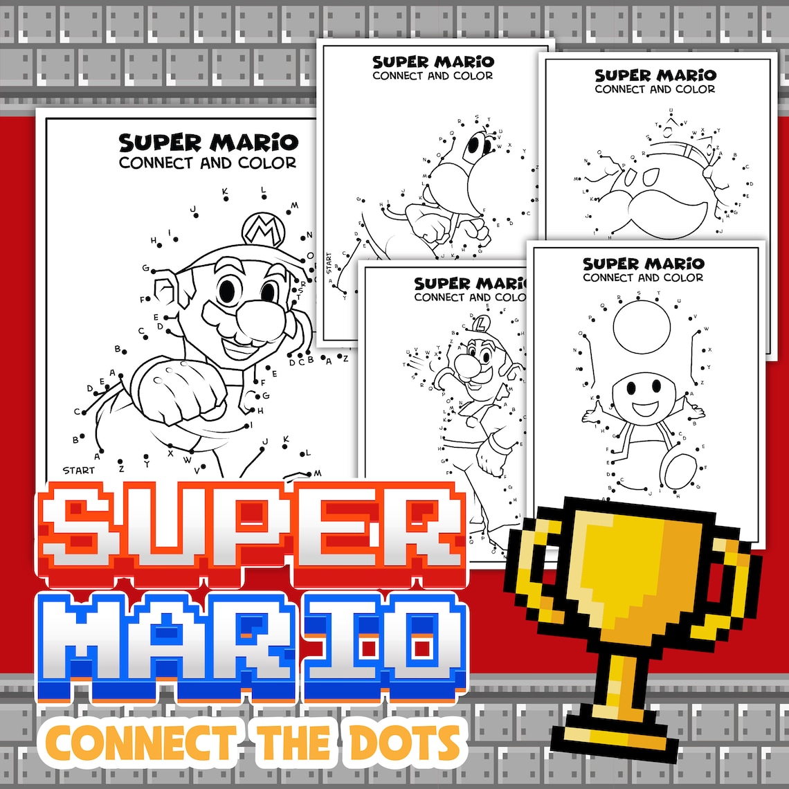 Super Mario Connect the Dots and Color | Dot to Dot for Kids | Kids ...