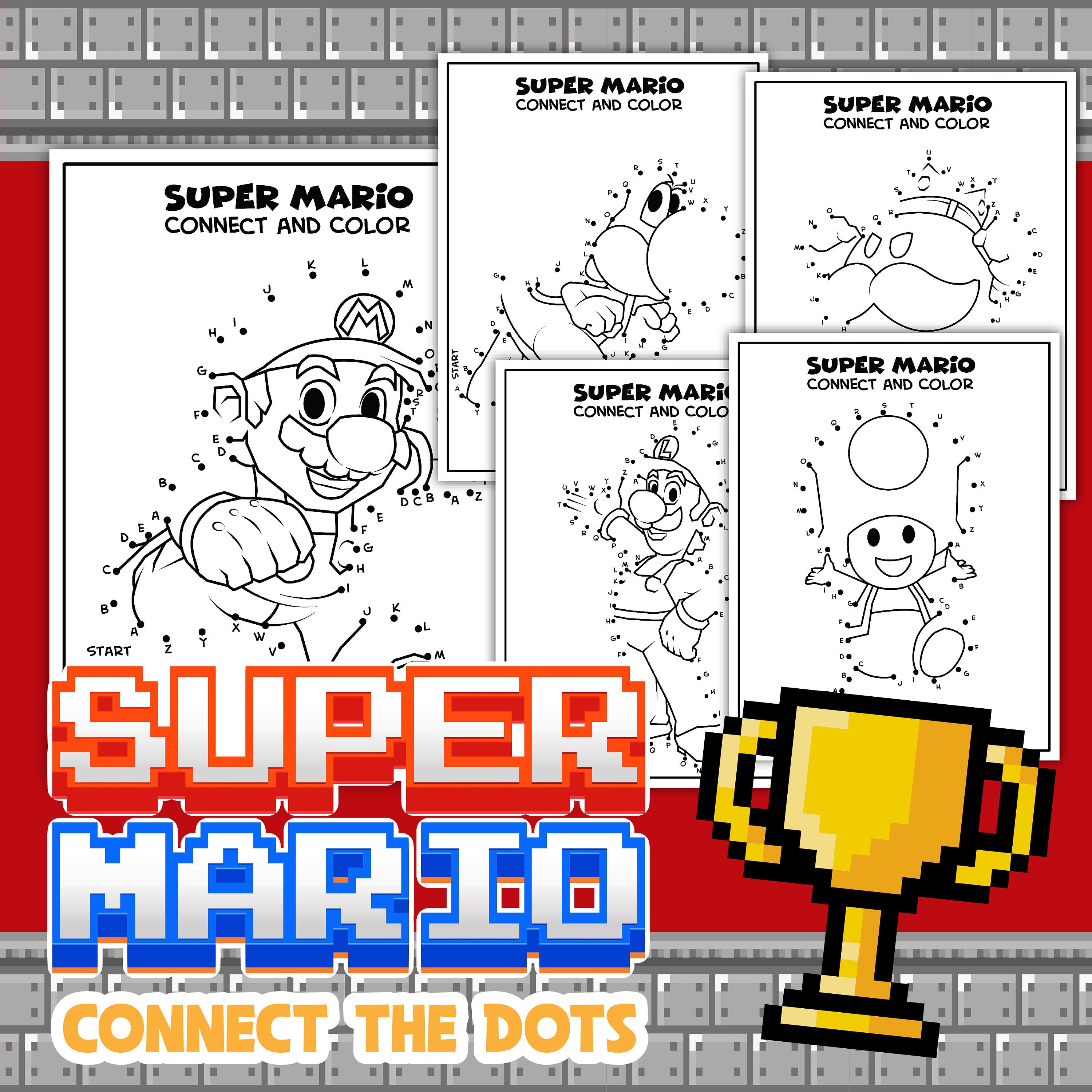 Super Mario Connect the Dots and Color | Dot to Dot for Kids | Kids ...
