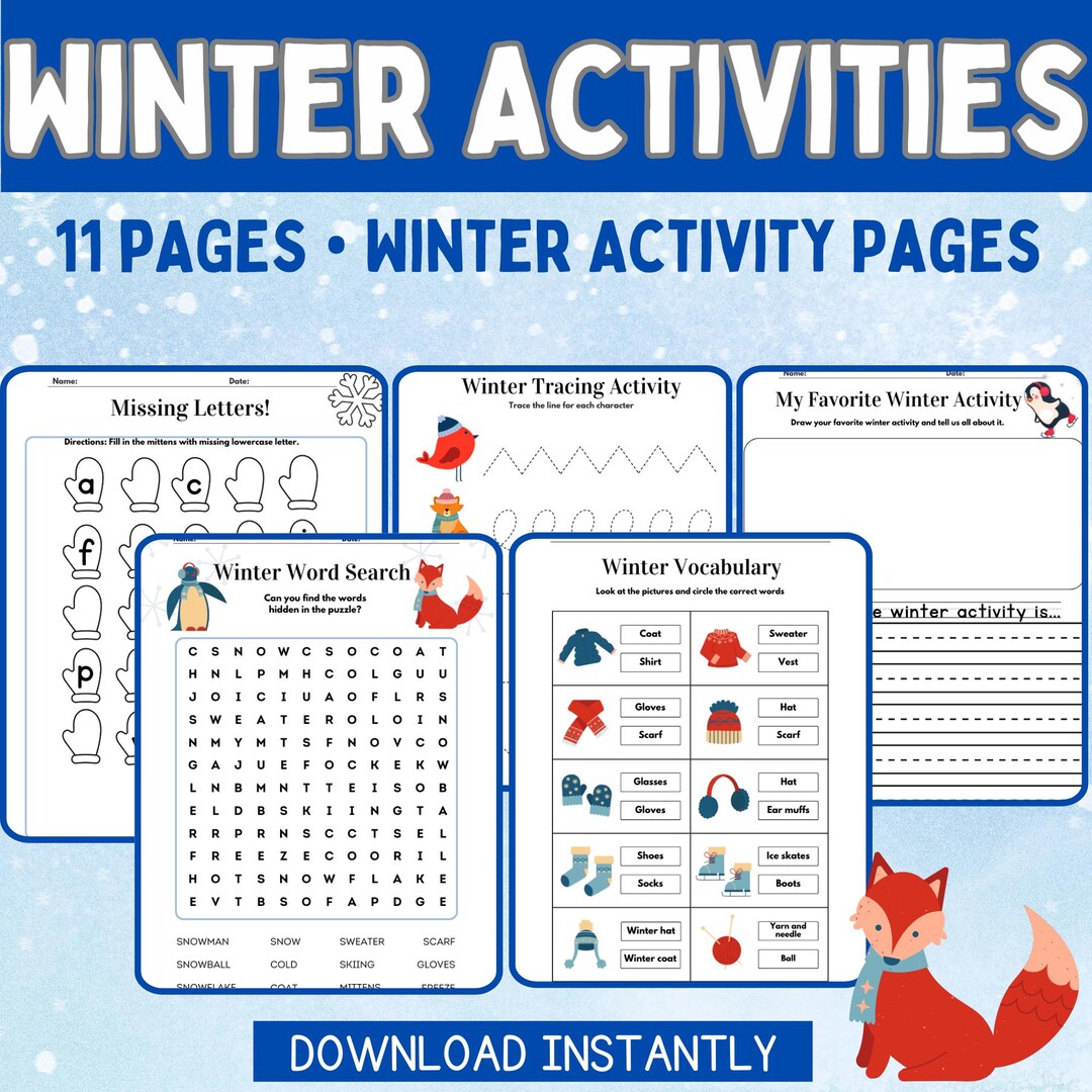 Winter Worksheets Activity Bundle, Winter Math Practice, Winter Word ...
