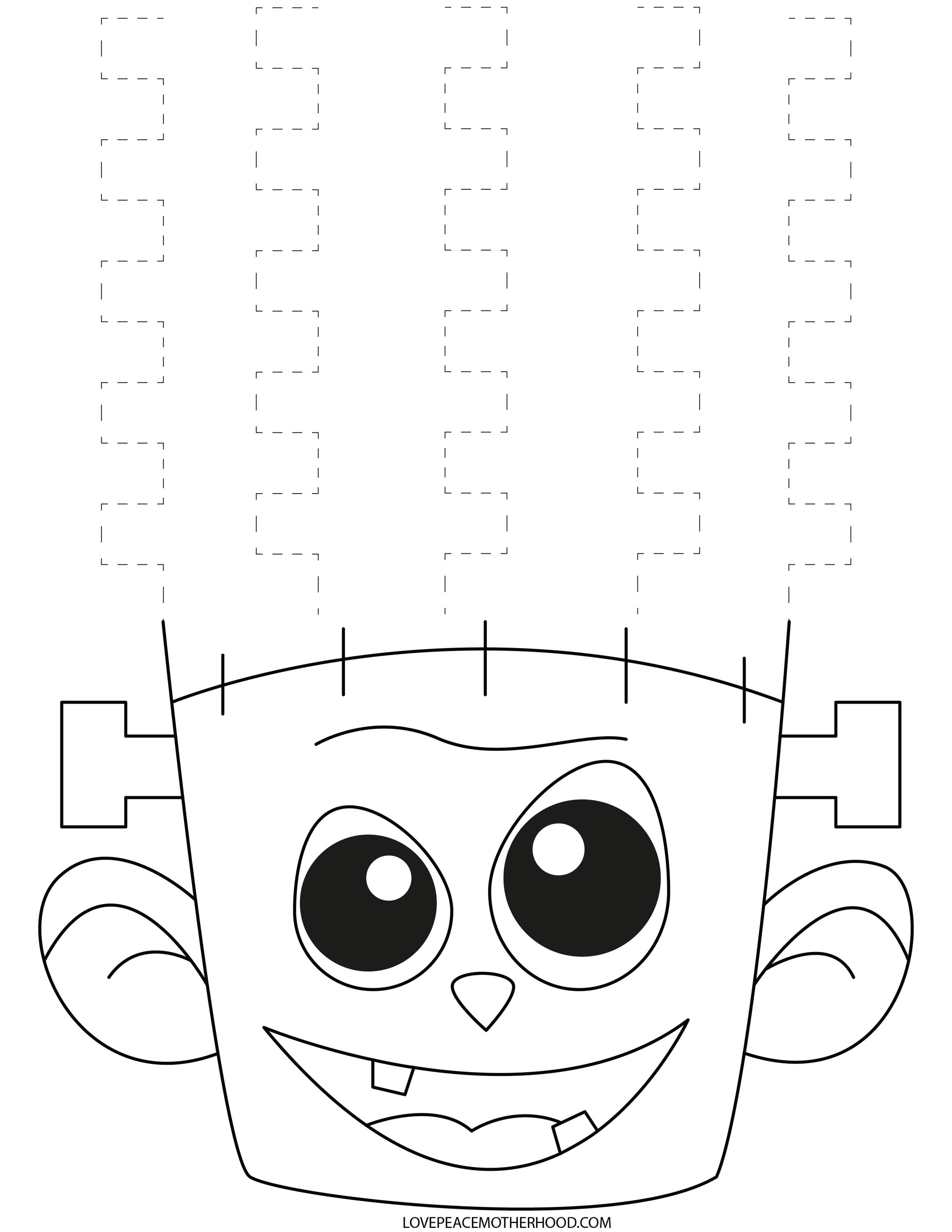 Frankenstein Halloween Scissor Skills Worksheets - Etsy