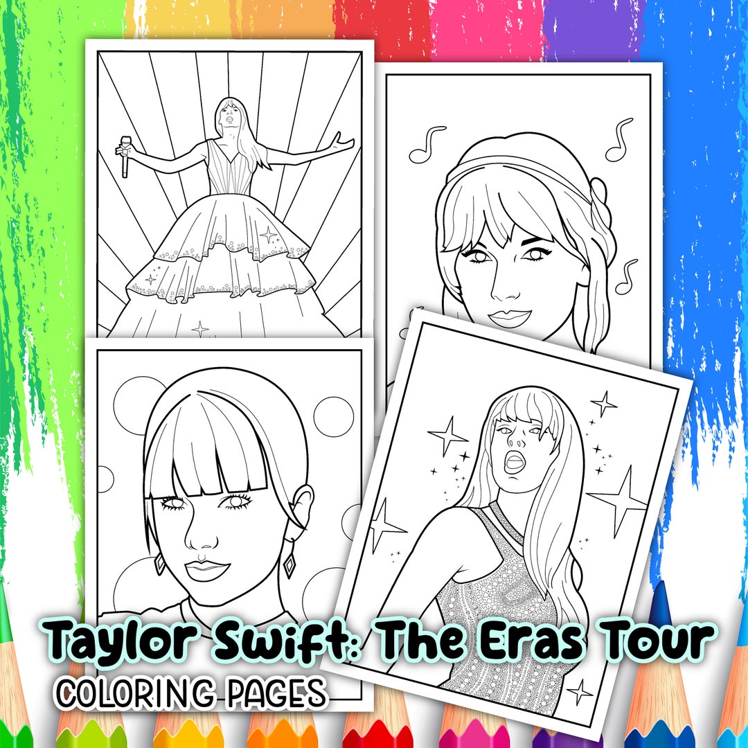 Taylor Swift Coloring Pages 7 Pages | Instant Download the Eras Tour ...