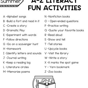 No-prep Summer Literacy | Grade 1 | Kindergarten | Summer Review ...