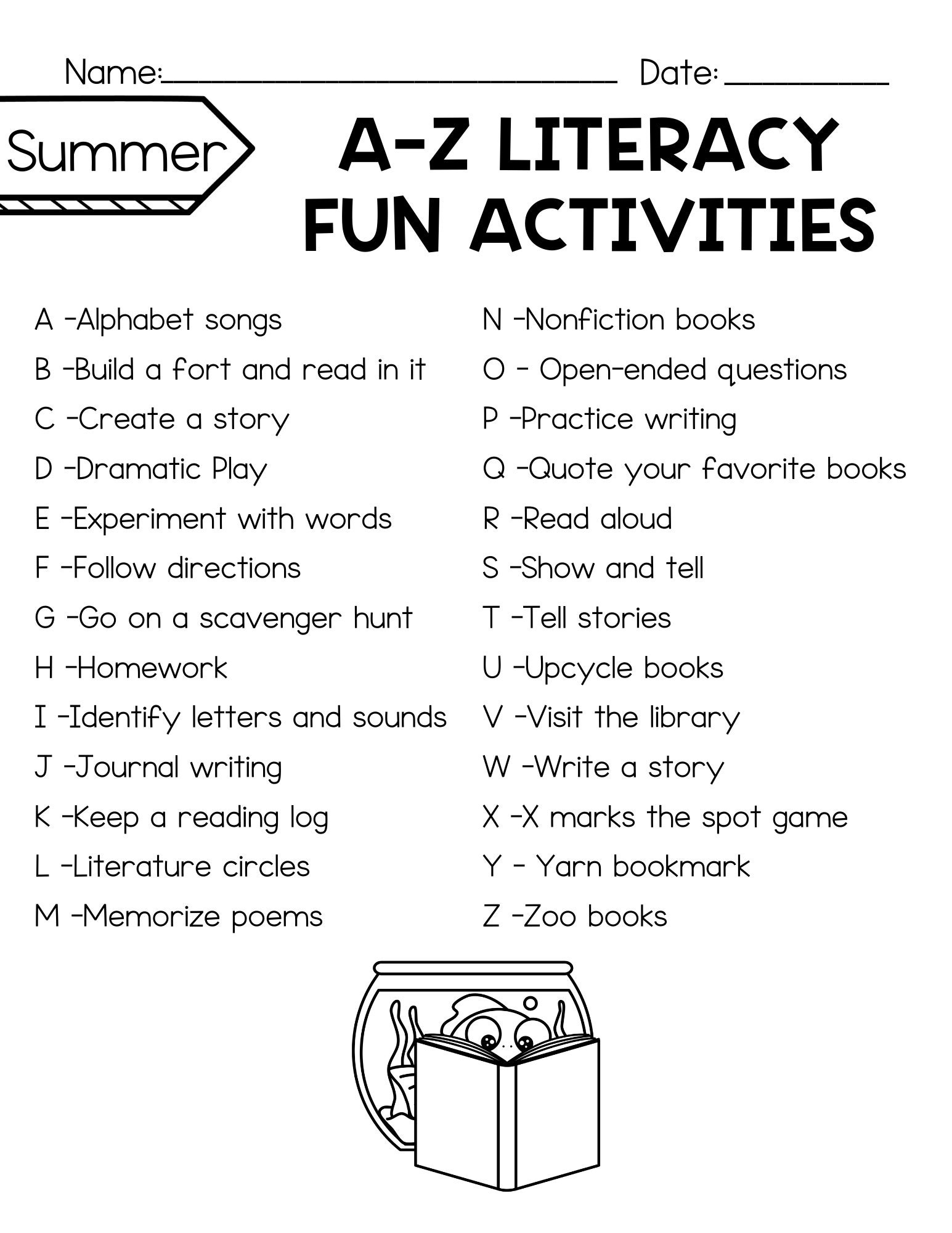 No-prep Summer Literacy | Grade 1 | Kindergarten | Summer Review ...