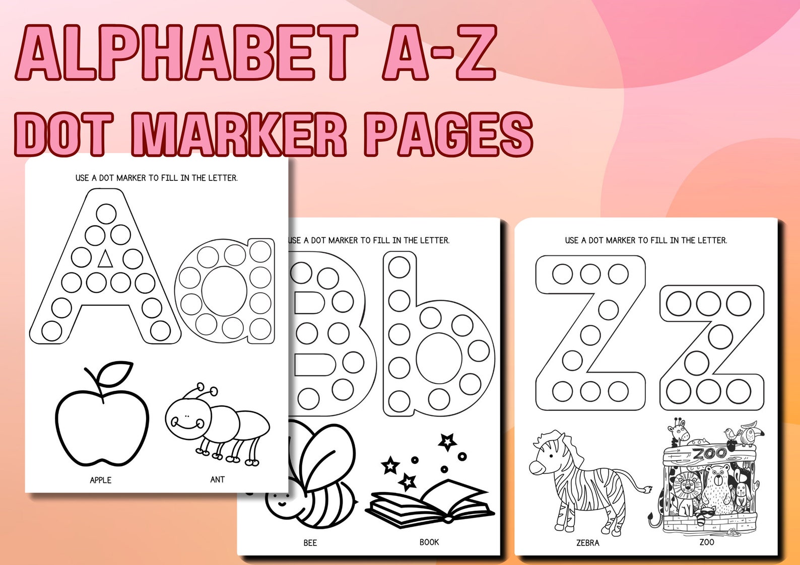 Alphabet Letters A to Z Dot Marker Worksheets Alphabet Uppercase and ...
