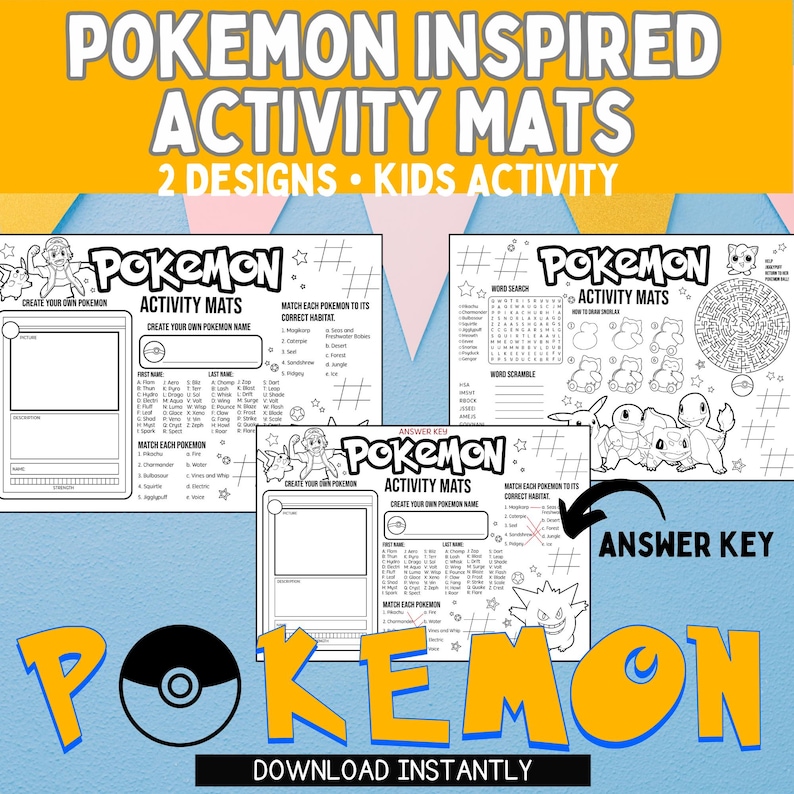 Pokemon Activity Mats Printable Activity Mats Pokemon Word Search ...