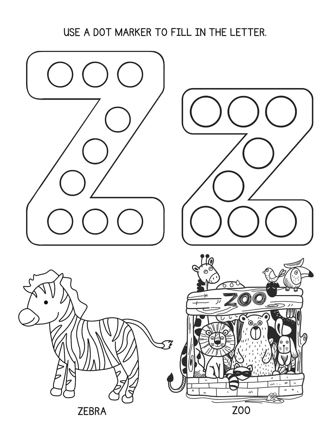 Alphabet Letters A to Z Dot Marker Worksheets | Alphabet Uppercase and ...
