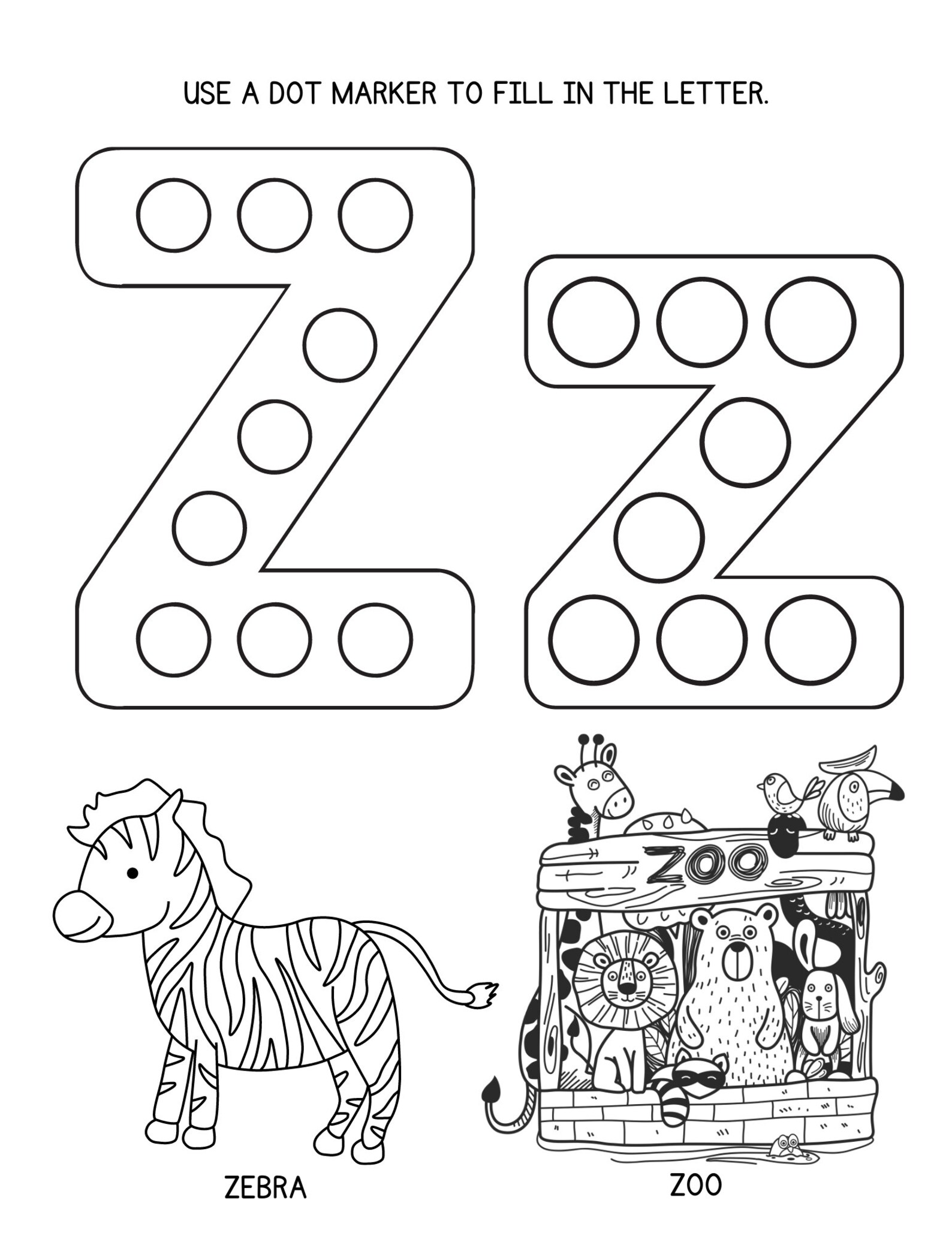 Alphabet Letters A to Z Dot Marker Worksheets | Alphabet Uppercase and ...
