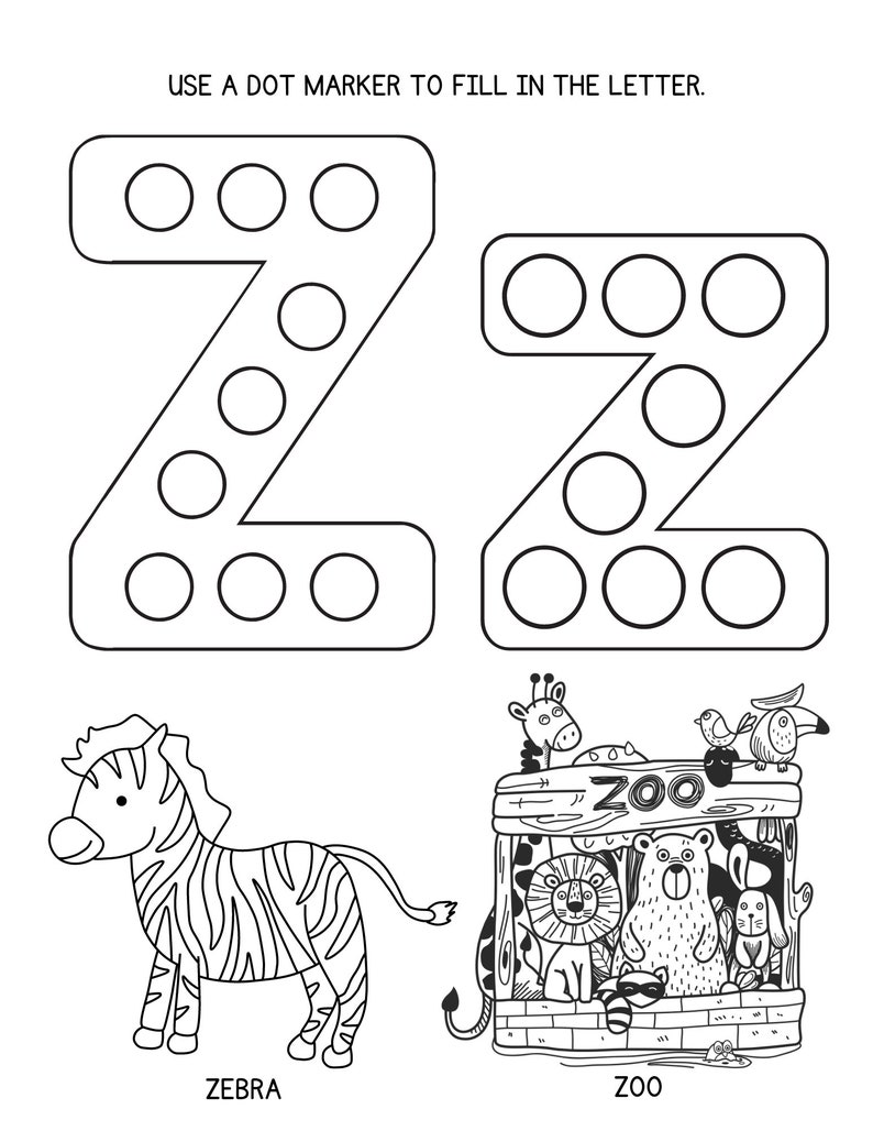Alphabet Letters A to Z Dot Marker Worksheets | Alphabet Uppercase and ...