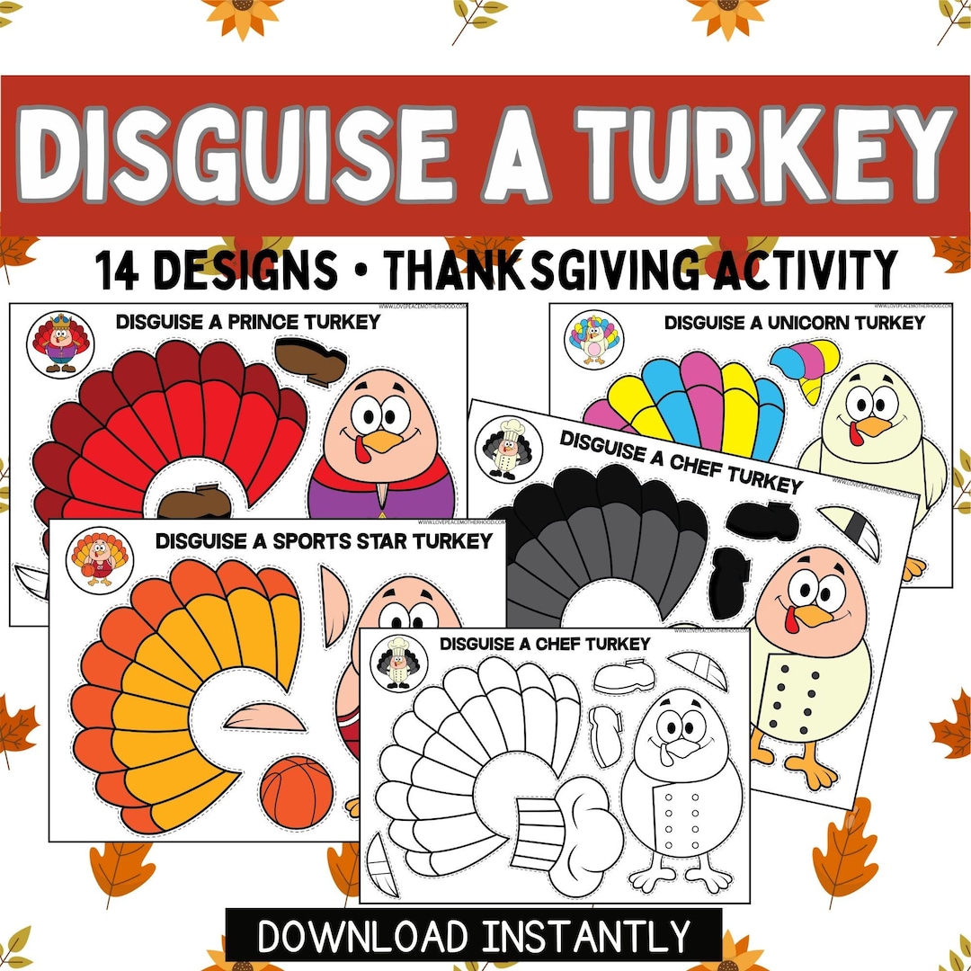 Disguise A Turkey, Turkey Paper Doll Kit, Printable Fall Craft for Kids ...