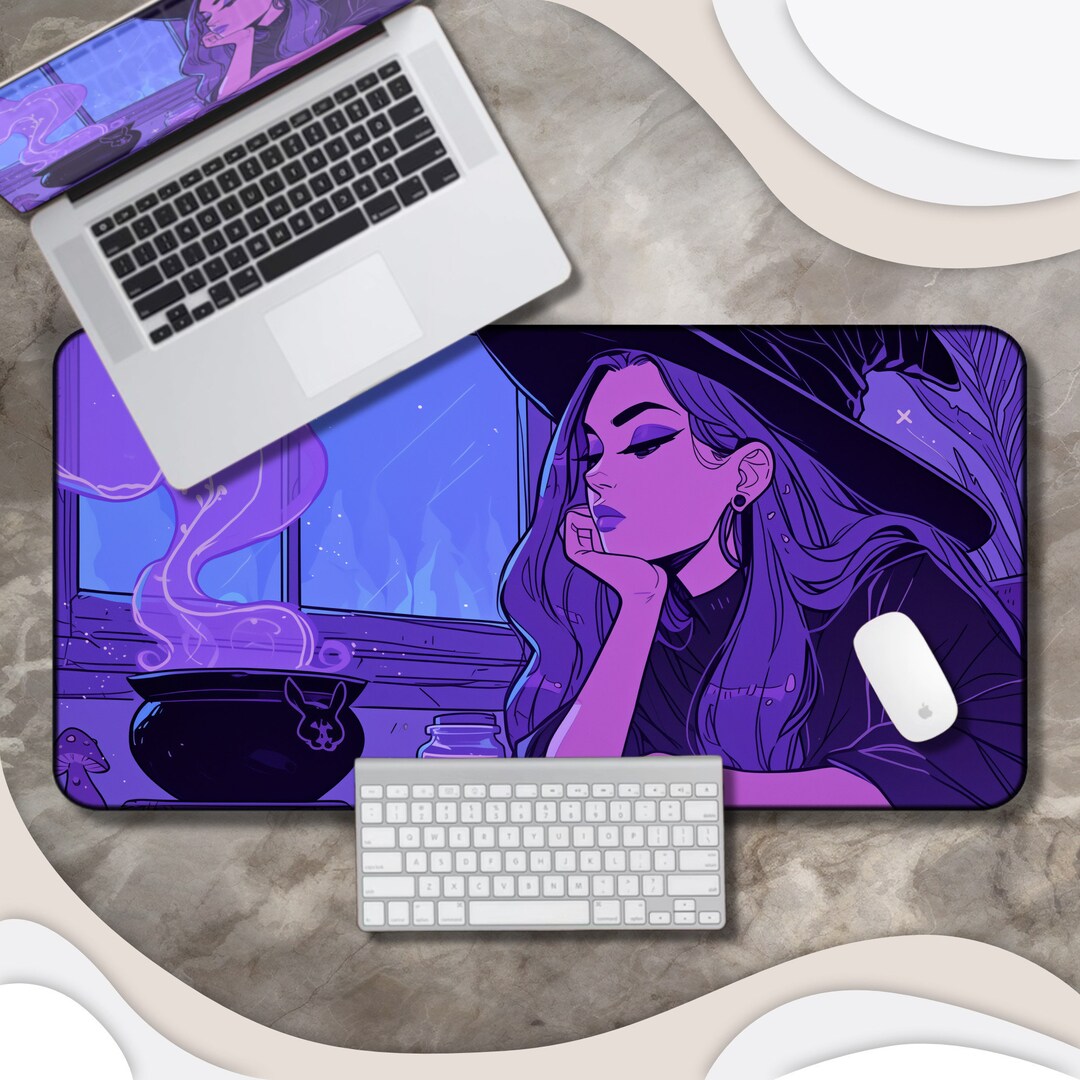 Cozy Twilight Witch Deskmat - Aesthetic Desk Accessory in Enchanting ...