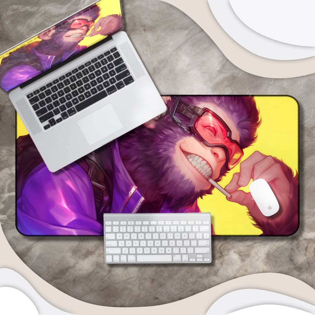 Cyberpunk Monkey Desk Mat Boldness and Vibrant Edgy Design Statement ...