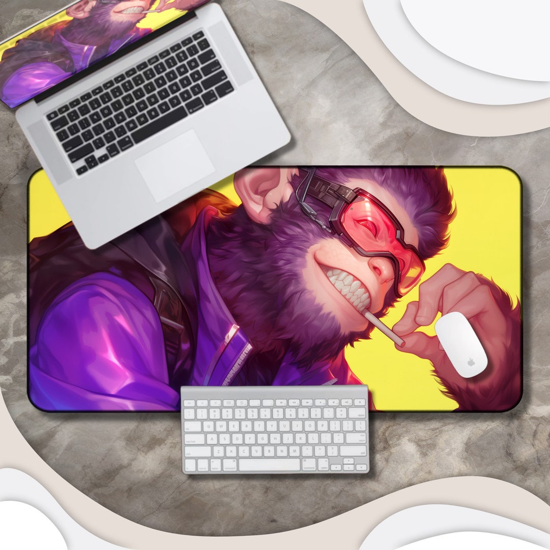 Cyberpunk Monkey Desk Mat - Boldness and Vibrant Edgy Design ...