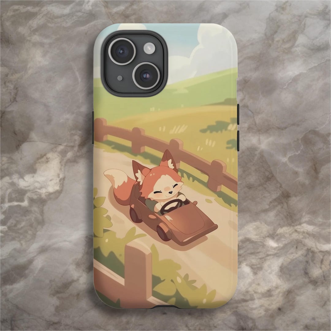 Cute Anime Fox Phone Case, Chibi Phone Cover for iPhone 16 Pro Max, 15 ...