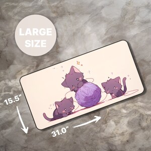 Fun Kitten Yarn Desk Mat - Artistic Pastel Mouse Pad - Little Playful ...