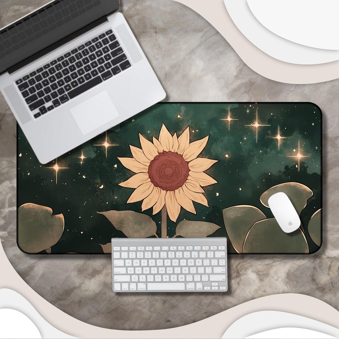 Cosmic Sunflower Desk Mat - Cottage Core Inspired Workspace Decor ...