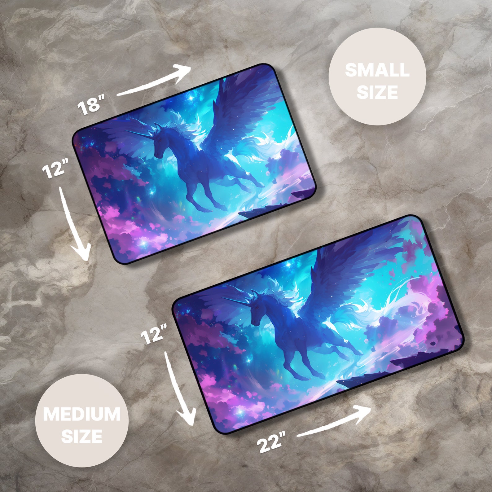 Pegasus Desk Mat - Enchanted Pegasus With Deep Blues and Radiant ...