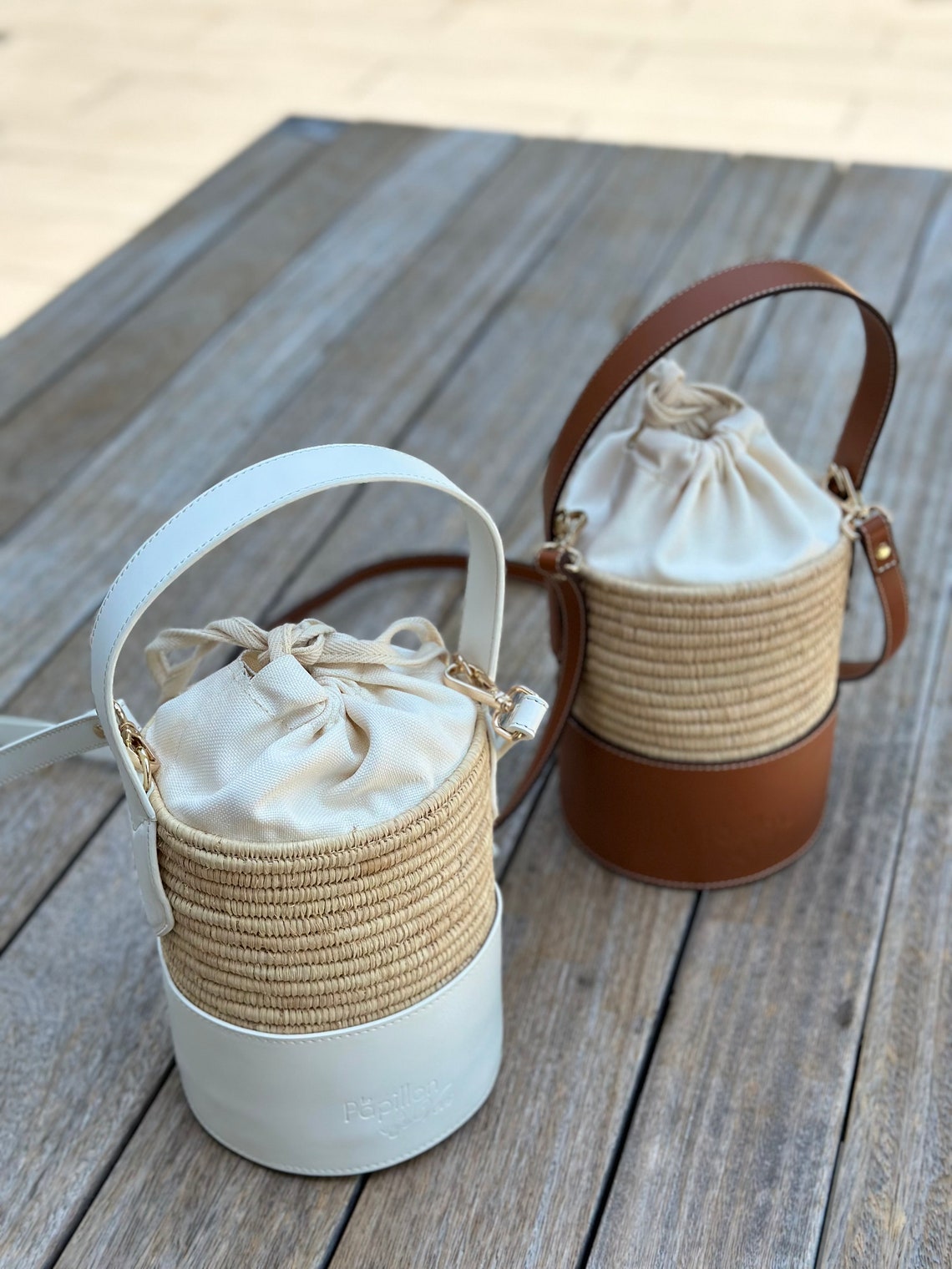 LPV Luxe: Paris Raffia Bucket Bag Artisan Made Beautiful Soft Leather ...
