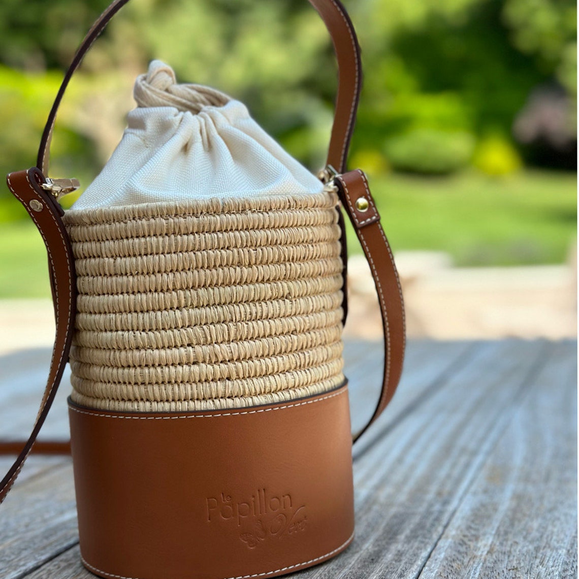 LPV Luxe: Paris Raffia Bucket Bag Artisan Made Beautiful Soft Leather ...